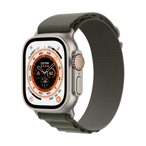 Apple Watch Ultra GPS + Cellular 49mm Titanium Case - Green Alpine Loo ...